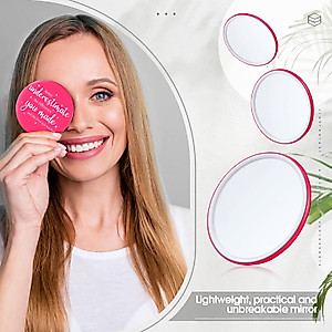 Hoolerry 48 Pcs Pink Inspirational Compact Mirror Bulk 2.8 Inch Round Makeup Glass Mirror Positive Personal Purse Pocket Mirror Small Portable Travel Mirror for Employee Coworker Staff