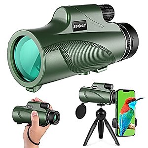 Sedpell 10x50 Monocular Telescope with Smartphone Adapter, Tripod, High Power Monoculars for Adults, HD Monocular Scope for Bird Watching, Hunting, Archery, Hiking, Concert