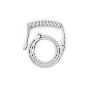GLORIOUS Coiled Keyboard Cable – Coiled USB C Cable Artisan Braided Cables for Mechanical Gaming Keyboard Coiled Cable - Custom Keyboard Cable (White)