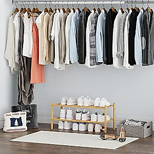 VERTORGAN Shoe Rack, 2 Tier Bamboo Stackable Shoe Shelf Storage Organizer for Entryway, Hallway, Closet and Living Room (Natural)