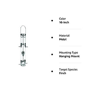 Droll Yankees Classic Sunflower or Mixed Seed Bird Feeder, Ring Pull Advantage, 6 Feeding Stations, 1 lb Bird Seed Capacity, 20-Inch