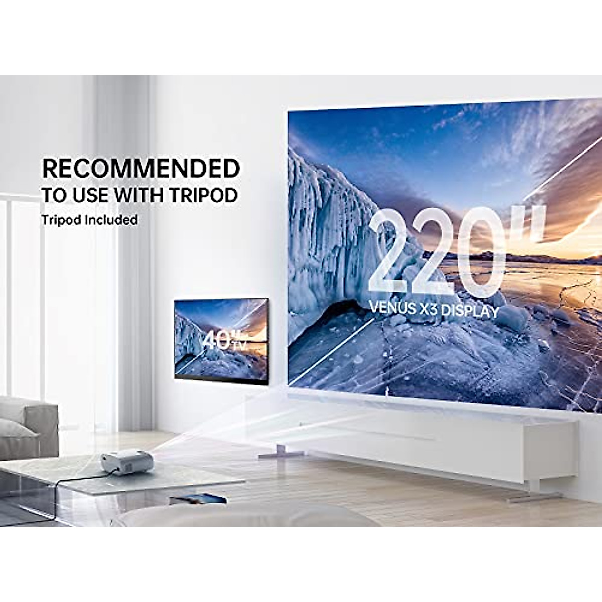 VIMGO 5G WiFi Projector, 9700LUX Native 1080P Projector, 220” Display Video Projector w Tripod, Portable Outdoor Projector for TV Stick, Video Games,HDMI/USB/AV/PS5, iOS Android Smartphone Synchronize