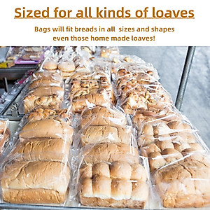 Large Bread Bags with Ties, 8 x 4 x 18", 50 Pack, Clear, Reusable, Bulk Bread Bags for Homemade Bread, Plastic Bakery Bags, Clear Bread Loaf Packing Bags