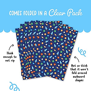 Wrapping Paper for Boys - Kids - Blue - Games (PLANETS IN SPACE)