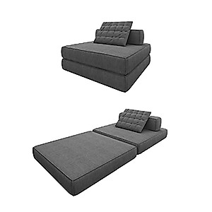 ORRD Modular Fold Sofa Bed, Modern Linen Convertible Sleeper Couch Tufted Sectional Sofa Floor Single Couch Padded Cushion for Living Room, Bedroom (Grey)
