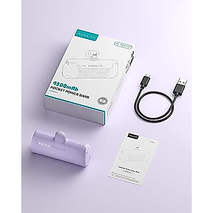 Kuulaa Portable Phone Charger Portable Charger iPhone 4500mAh Mini Power Bank for iPhone Cute Battery Pack Backup Charger Travel Compatible with iPhone 14/13/12/11/XS/XR/Airpods (Purple)