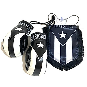 Puerto Rico, Boricua, Puerto Rican Style, 3pc Boricua Hookup, Puerto Rico Car Flags, Boxing Glove, Puerto rico car Flag