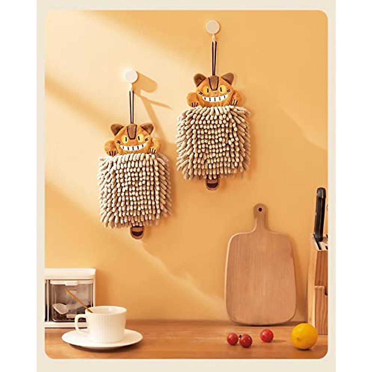 2Pcs Hand Towels for Bathroom Kitchen,Cute Cat Quick-Dry Hanging Hand Towels Decorative for Bathroom Face Towels,