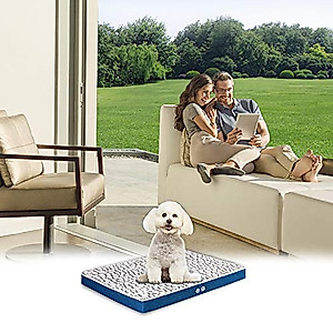 KROSER Dog Bed Crate Mat for Small, Medium, Large and Extra Large Cats, Stylish Dog Pad Mattress (Cool & Warm) with Waterproof Linings, Pet Mat with Removable Machine Washable Cover, Grey/Navy
