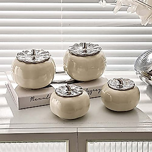 MLAFE Ceramic Jar With Lid, White Kitchen Countertop Pantry, Nordic Style Storage Jar For Snacks, Coffee Beans, Tea Leaves, Cereals, Etc. (L)