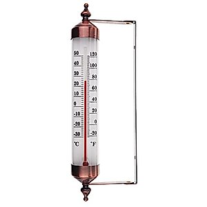 Outside Thermometer with Bronze Effect Design - Stylish Outdoor Thermometer Suitable for Outside Wall Greenhouse Garage