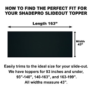 The ShadePro RV Slideout Topper - 140" to 163" Trim to Fit Slide Out Awning Fabric Replacement for RVs and Campers - Ultra-Durable Vinyl Fabric (Black)