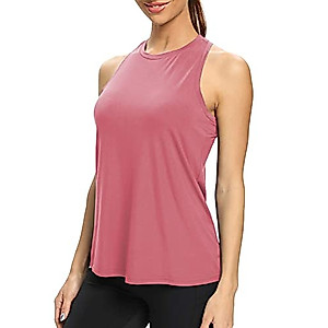 Bestisun Workout Tank Tops Loose fit Sleeveless Yoga Tops Racerback Muscle Tank Tops Summer Activewear Gym Dacne Tops Workout Exercise Clothes for Women Rose M