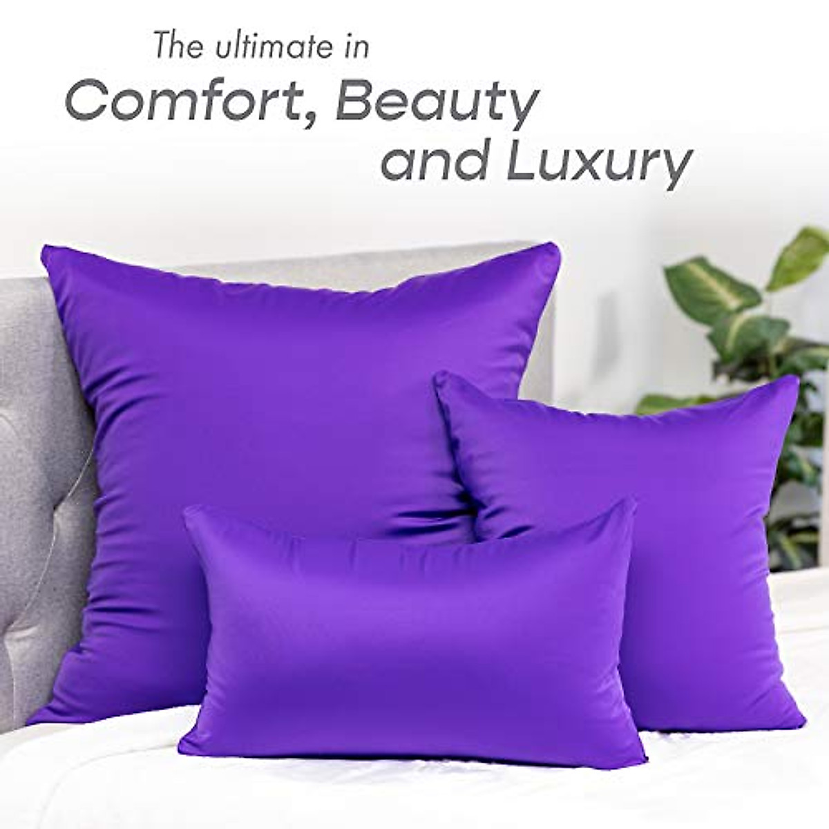 12" x 20" Throw Pillow – Dark Lavendar: 1 PCS Luxurious Premium Microbead Pillow With 85/15 Nylon/Spandex Fabric. Forever Fluffy, Outstanding Beauty & Support. Silky, Soft & Beyond Comfortable