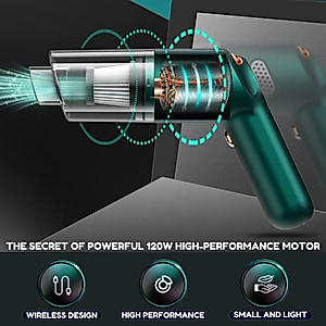 Crethinkaty Handheld Vacuum Cleaner 120W 10000PA High Power Cordless Rechargeable Vacuum Cleaner Wet and Dry Use for Home, Car, Office with Three Different Nozzles