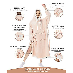 Long Wearable Blanket - Premium Fleece Blanket Hoodie Blanket with Sleeves 1PCS for Women Adult 5'5''-5'9'' Tall, Super Soft Warm Cozy Sleeved Throw with Arm, Gift for Mom Wife Daughter
