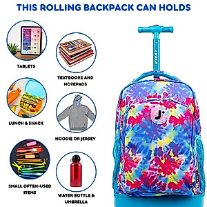 J World New York Kids' Sunny Rolling Backpack Adults, Tie Dye, One Size