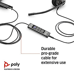 Poly - EncorePro 515-M USB-A and USB-C USB Headset (Plantronics) - Optimized for Teams - Hold & Call Answer Buttons - Works with Avaya, Genesys, & Cisco Call Center Platforms - Single Ear/Mono,Black