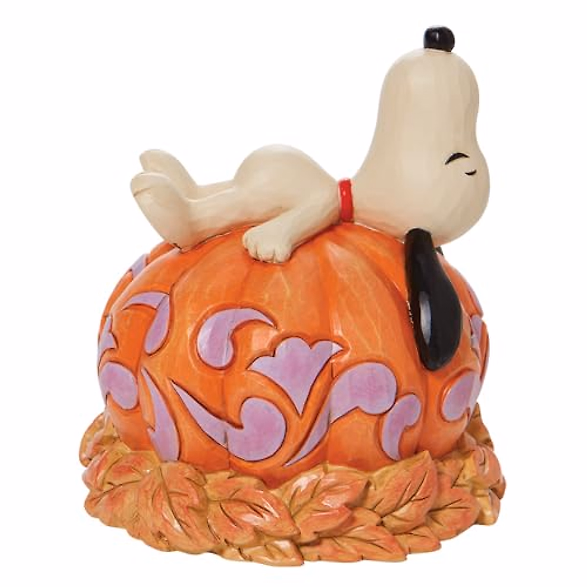 Enesco Peanuts by Jim Shore Halloween Snoopy Laying on Carved Pumpkin Figurine, 5.5 Inch, Multicolor