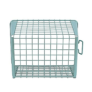 Spectrum Diversified Macklin, Stamped Steel & Wire Basket for Closet & Cubby Storage Vintage-Inspired Design with Customizable Label Plate, Medium, Teal, 1 Count (Pack of 1)