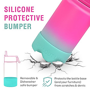 CHILLOUT LIFE 12 oz Kids Insulated Water Bottle for School with Straw Lid Leakproof and Cute Waterproof Stickers, Personalized Stainless Steel Thermos Flask Metal Water Bottle for Girls & Boys