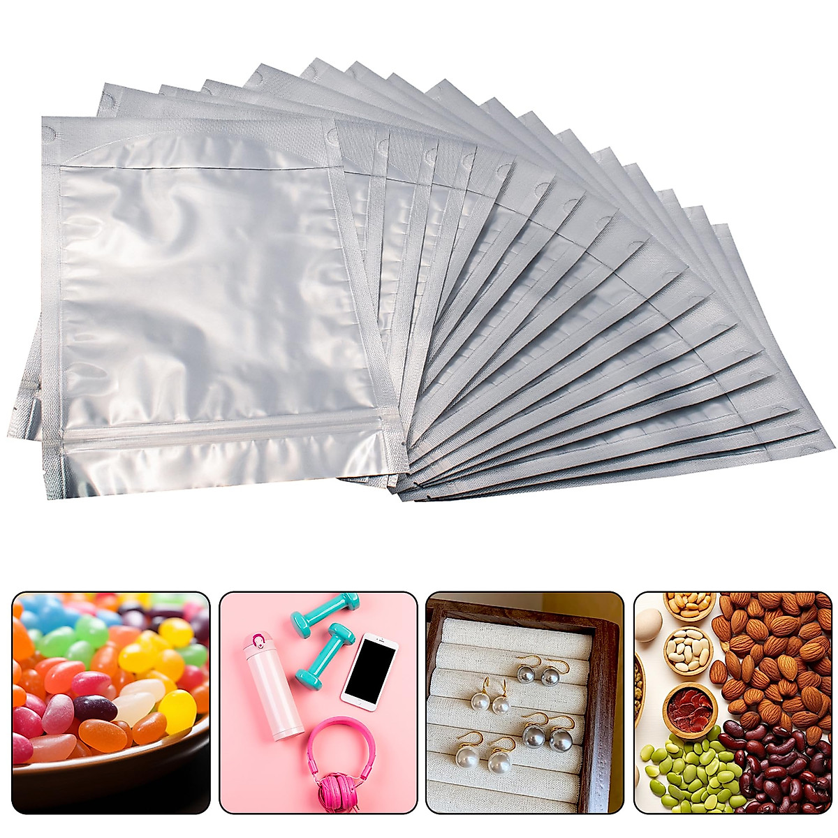 Wisesorb 1 Quart 90 Packs Mylar Bags For Food Storage, 7"x 10" Mylar Bags With Window, Freeze Dried Candy Bags, Reusable Storage Bags For Food, Mylar Food Storage Bags for Long Term Food Storage