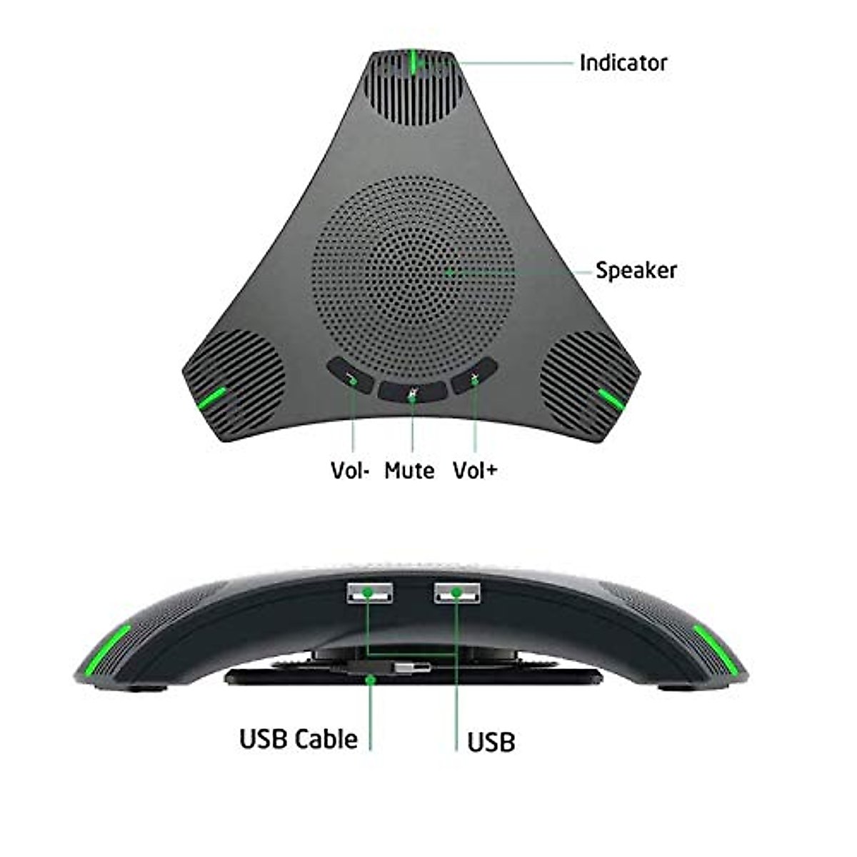 Conference Microphone Omnidirectional USB Speakerphone Microphone for 8-10 People Business Conference,360° Omnidirectional Microphone Intelligent DSP Noise Reduction for Video Meeting (Gray)