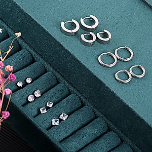 8 Pairs Earring Sets for Multiple Piercing Stainless Steel Hoop and Stud Earrings Hypoallergenic Small Hoop Earing for Men Women