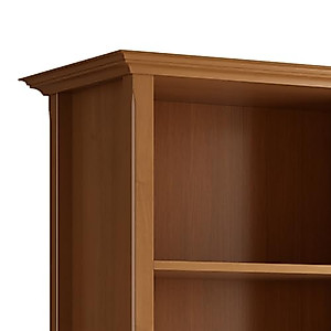 SIMPLIHOME Amherst SOLID WOOD 30 Inch Transitional 5 Shelf Bookcase in Light Golden Brown, For the Living Room, Study Room and Office