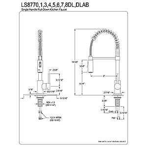 Kingston Brass LS8770DL Concord Pre-Rinse Kitchen Faucet, Matte Black