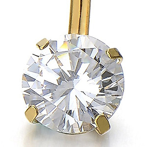 COOLSTEELANDBEYOND Surgical Steel Gold Belly Button Ring Body Jewelry Piercing Ring Navel Ring with Cubic Zirconia