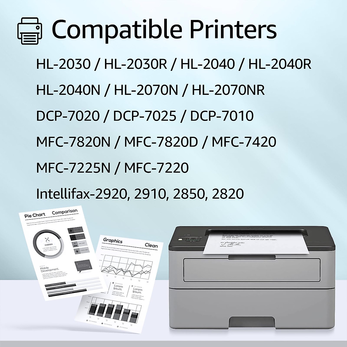 greencycle 1 Pack TN350 TN-350 Black Toner Cartridge Replacement Compatible for Brother MFC-7420 MFC-7820n DCP-7020 Printers