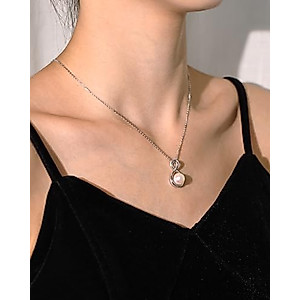 FANCIME June Birthstone Pearl Necklace 925 Sterling Silver Infinity Pearl Necklace with Genuine Quality 9-10mm Freshwater Cultured Pearls Fine Jewelry for Women