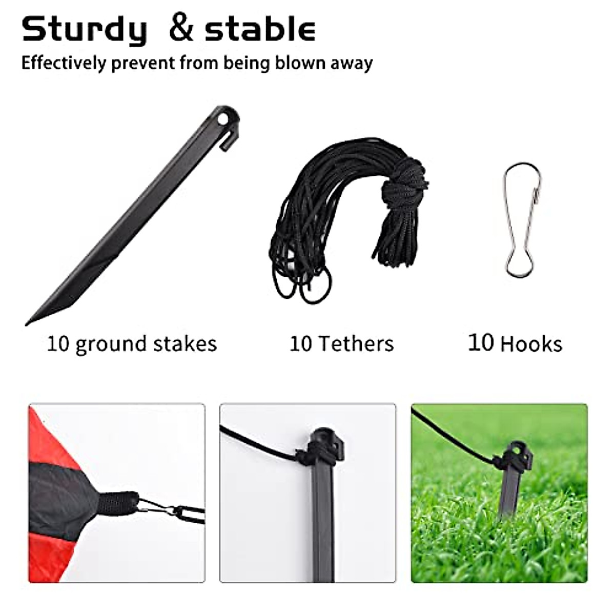 Fasezoomit Garden Stakes 7.5" Plastic Inflatable Tent Stakes & Tethers Hooks Yard Lawn Stakes for Halloween Christmas Inflatable Outdoor Holiday Yard Decorations (30 PCS)
