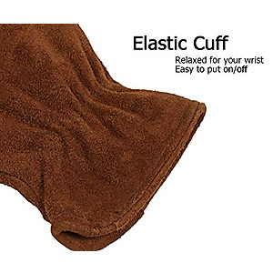 OZERO Work Gloves Winter Insulated Snow Cold Proof Leather Glove Thick Thermal Imitation Lambswool - Extra Grip Flexible Warm for Working in Cold Weather for Men and Women (Brown,Large)