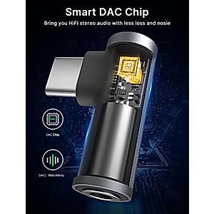 JSAUX 2Pack Right Angle USB C to 3.5mm Audio Adapter, Type USB C to Headphone Jack Dongle Aux Adapter Compatible with Samsung Galaxy S23 S23+ S23 Ultra, S22 S21 S20,iPad Pro, MacBook, iPhone15 - Grey