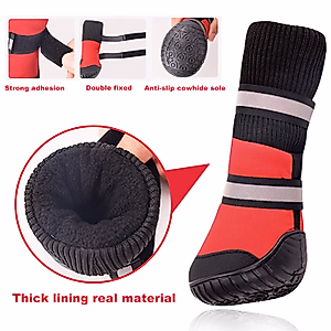 TOOPONE pet Dog Shoes high top Waterproof Anti-Slip wear-Resistant Sturdy, Non-Slip Sole Winter Dog Big Cotton Boots,(Red) (S)