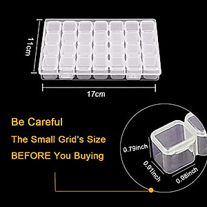 Terokota 3Pack 28 Grids Diamond Art Containers, Diamond Painting Bead Storage Box, Diamond Embroidery Gem Organize Case with 112Pcs Stickers