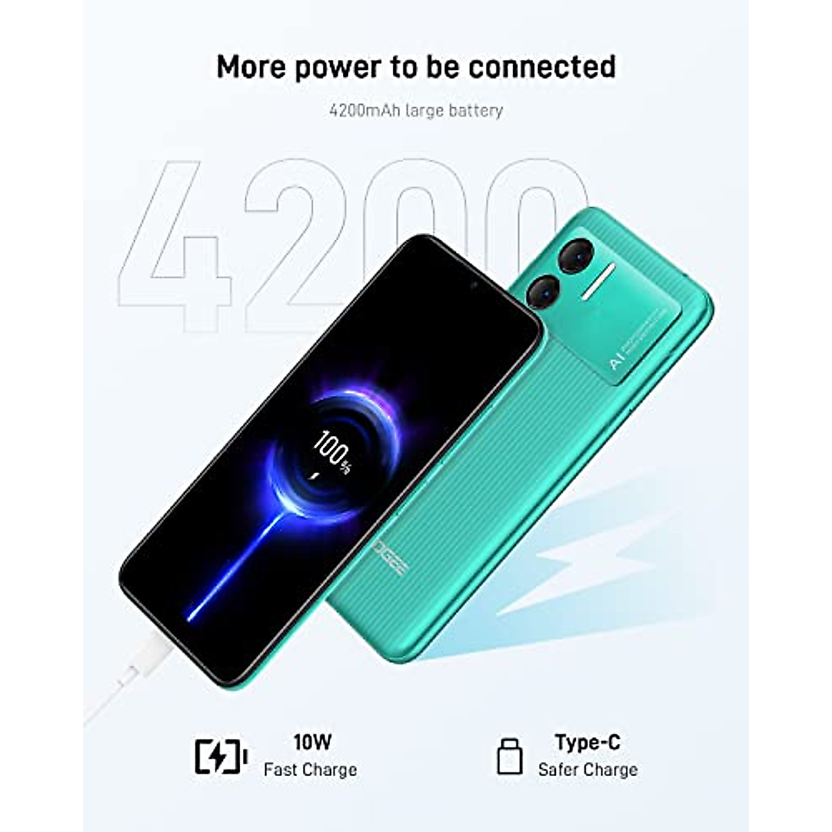 DOOGEE Android Phone 2023, X98 PRO 9GB+64GB Android 12 Cell Phones, Helio G25 Octa Core, Dual 4G Phones Unlocked, 6.5" FHD+ Display Smartphone, 4200mAh, Face ID, T-Mobile, US Version