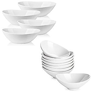 LIFVER 9" Large Serving Bowls Set of 4 Mini Dipping Bowls Set of 8