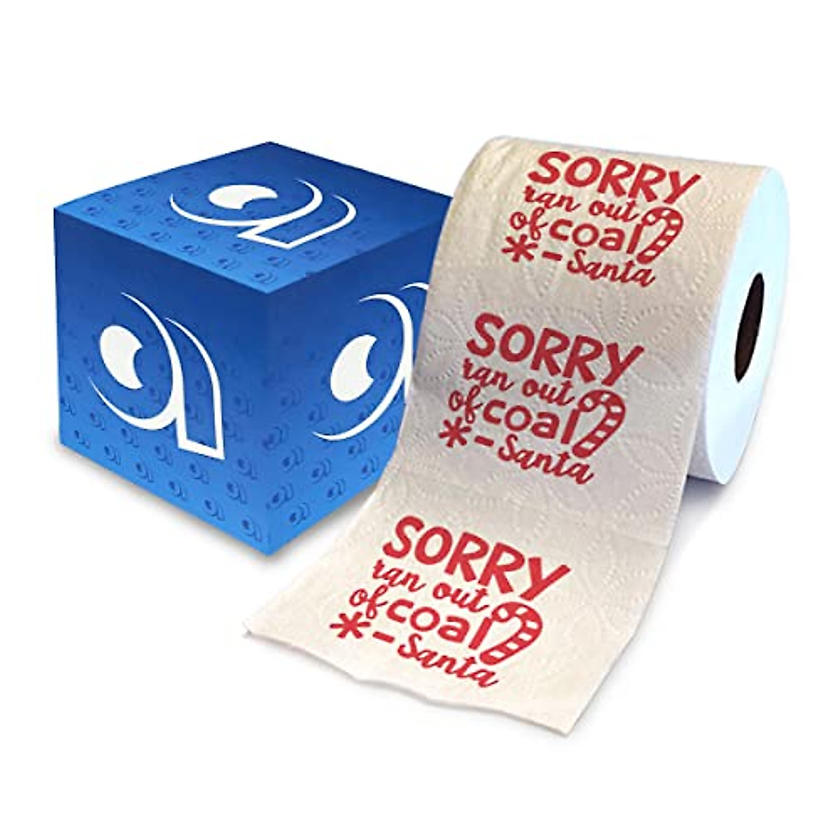 Printed TP Sorry Ran Out of Coal Santa Printed Toilet Paper Gag Gift – Merry Christmas Funny Toilet Paper Roll For Prank, Bathroom Decor, Stocking Stuffers, Novelty Xmas Holiday Gift – 500 Sheets