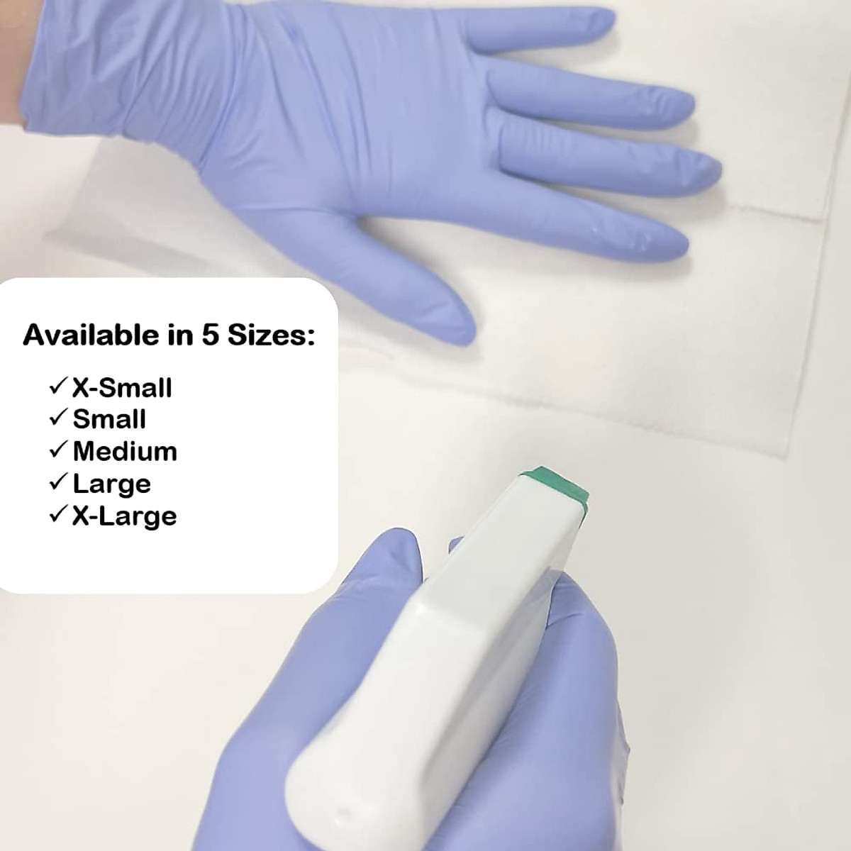 Essentials Healthcare Products Nitrile Powder-Free Examination Gloves; Box of 200 Exam Gloves, Latex-Free, Periwinkle (X-Small)