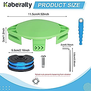 Kaberalty 2900719 Trimmer Head Blade+Spool Line 20ft 0.065" Compatible with Greenworks 2101602 2101602A STBA40B210,ST40B410,BST4000 Dual line String Trimmers (21 Pack)