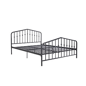 Novogratz Bushwick Metal Bed with Headboard and Footboard | Modern Design | Full Size - Grey