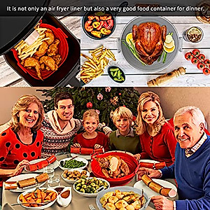 Craftend Air Fryer Silicone Liner for 3 to 6.3 QT, Collapsible Reusable Air Fryer Accessory Round Red Silicone Pot Basket Bowl Replacement of Parchment Paper Liner Top 8 Inch Bottom 6.8 Inch