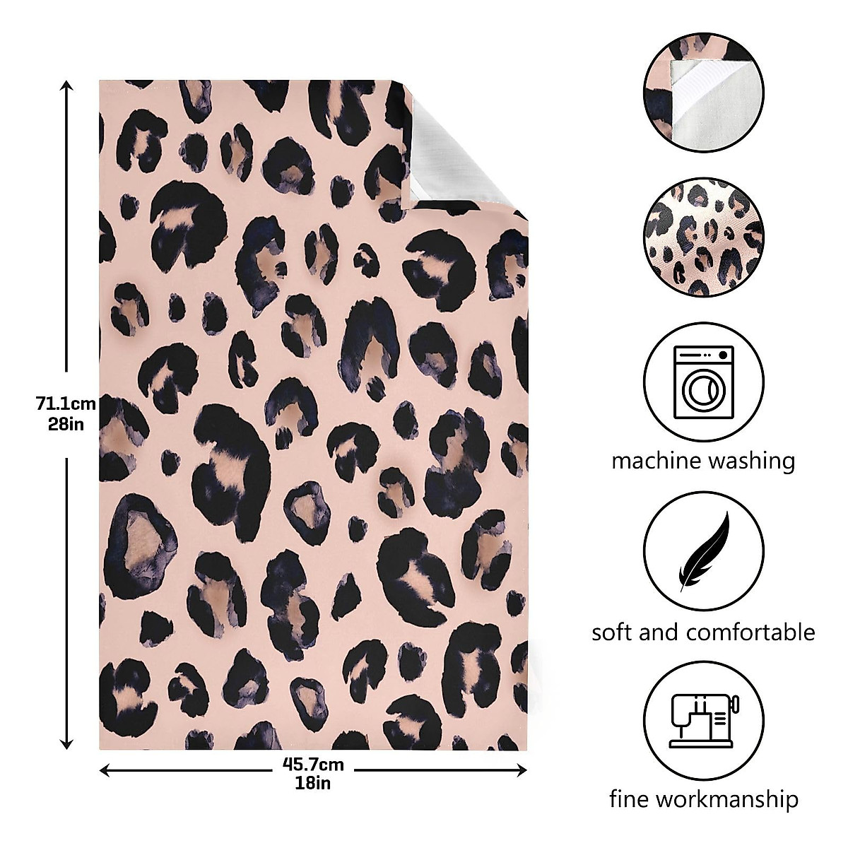 senya Pink Black Leopard Kitchen Towels 4 Pack, Absorbent Hand Towels Fast Drying Dish Cloths Tea Towel 28 x 18 in