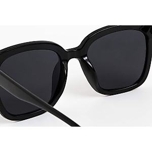 MUAMUA Women Fashion Polarized Sunglasses Oversized Square Men Sun Glasses UV400 Lightweight Black