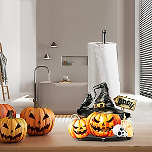 13.4inches Halloween Paper Towel Holder Kitchen Decor Metal Paper Towel Stand Halloween Kitchen Decorations Accessories for Home,Table Countertop(Tissue Paper not Included)