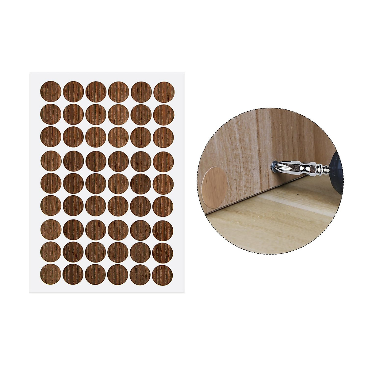 Aopin Screw Hole Stickers PVC Covers Self Adhesive, 21mm Decorative Stickers Screws Covers Caps Great for Wooden Furniture Wardrobe Cabinet Shelf Desk Plate 1 Sheet, PC-233