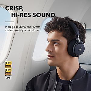 Soundcore by Anker, Space One, Active Noise Cancelling Headphones, 2X Stronger Voice Reduction, 40H ANC Playtime, App Control, LDAC Hi-Res Wireless Audio, Comfortable Fit, Clear Calls (Renewed)